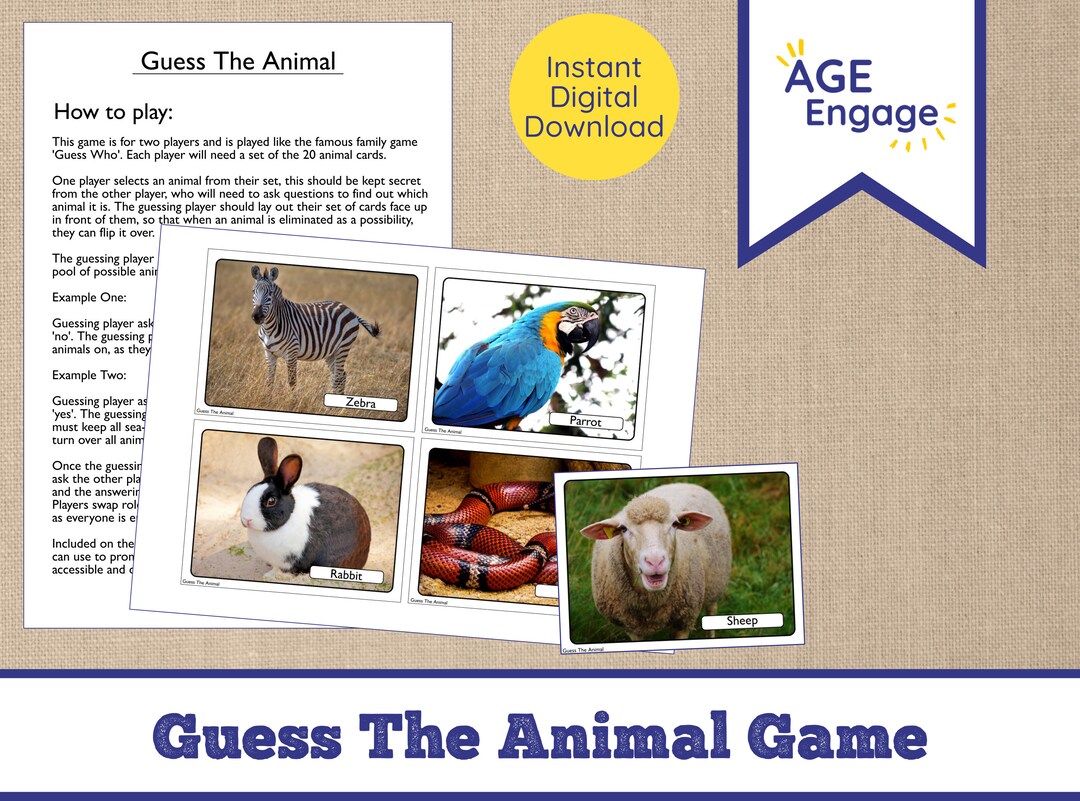 Dementia Activity Digital Download - Guess the Animal Printable Card ...
