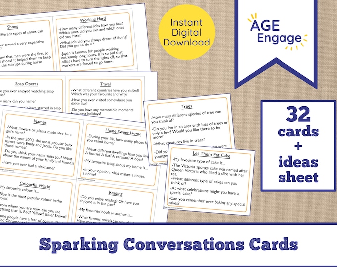 Conversation Cards, Life Story Collection, Instant Download, Dementia ...