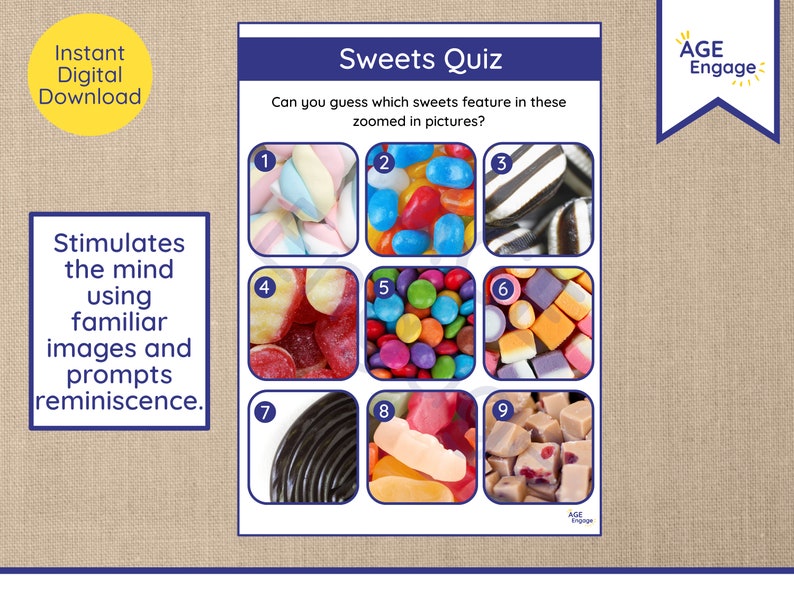 Dementia Activity Digital Download - Sweet Treats Picture Quiz ...