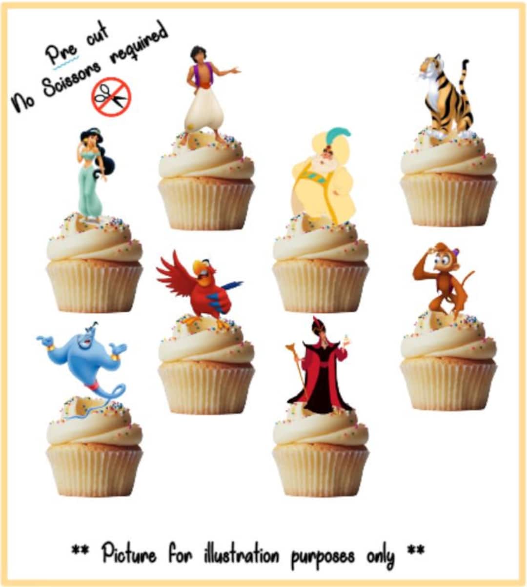 24 Pack Aladdin Stand up Edible Cupcake Toppers - Etsy