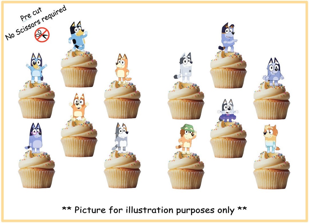 24 Pack Bluey Inspired Stand up Edible Cupcake Toppers - Etsy