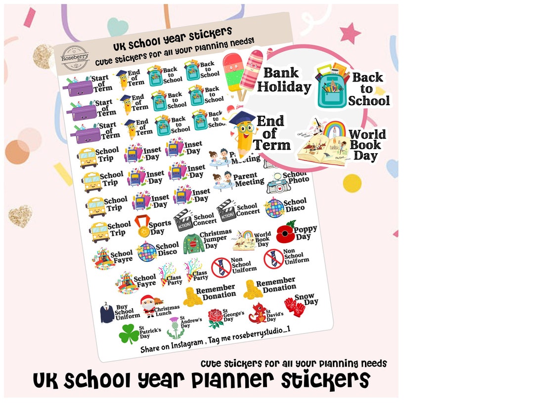 Cute UK School Date/events Planner Stickers 01 X 57 - Etsy