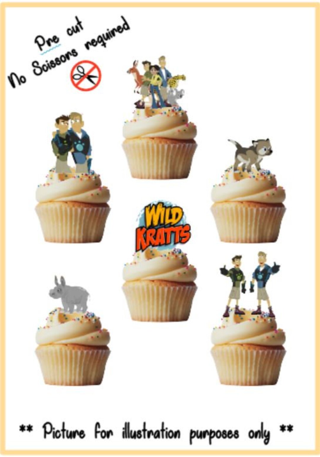 24 Pack Wild Kratts Stand up Edible Cupcake Toppers - Etsy