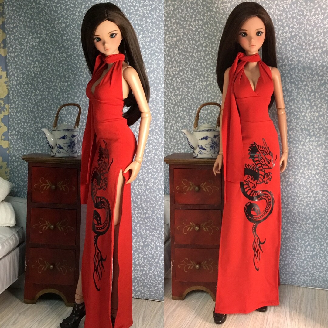 Smartdoll Clothes Dragon Print on New Slim Infinity Dress 4 + Dresses ...