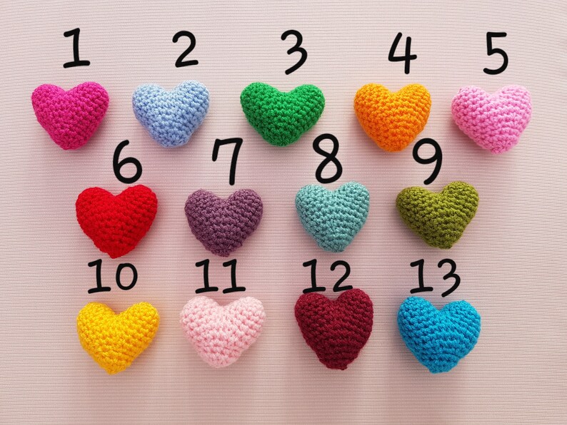 Amigurumi Crochet Hearts Love Tokens Various Colours | Etsy