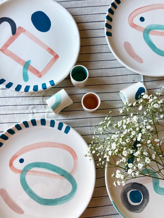 Kitchen & Dining Ceramic Dinner Plate 26 cm Abstract Pattern Wall Decor ...