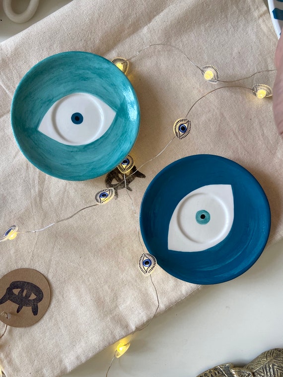 Evil Eye Ceramic Trinket Dish / 12 Cm / Ceramic Ring Holder / | Etsy