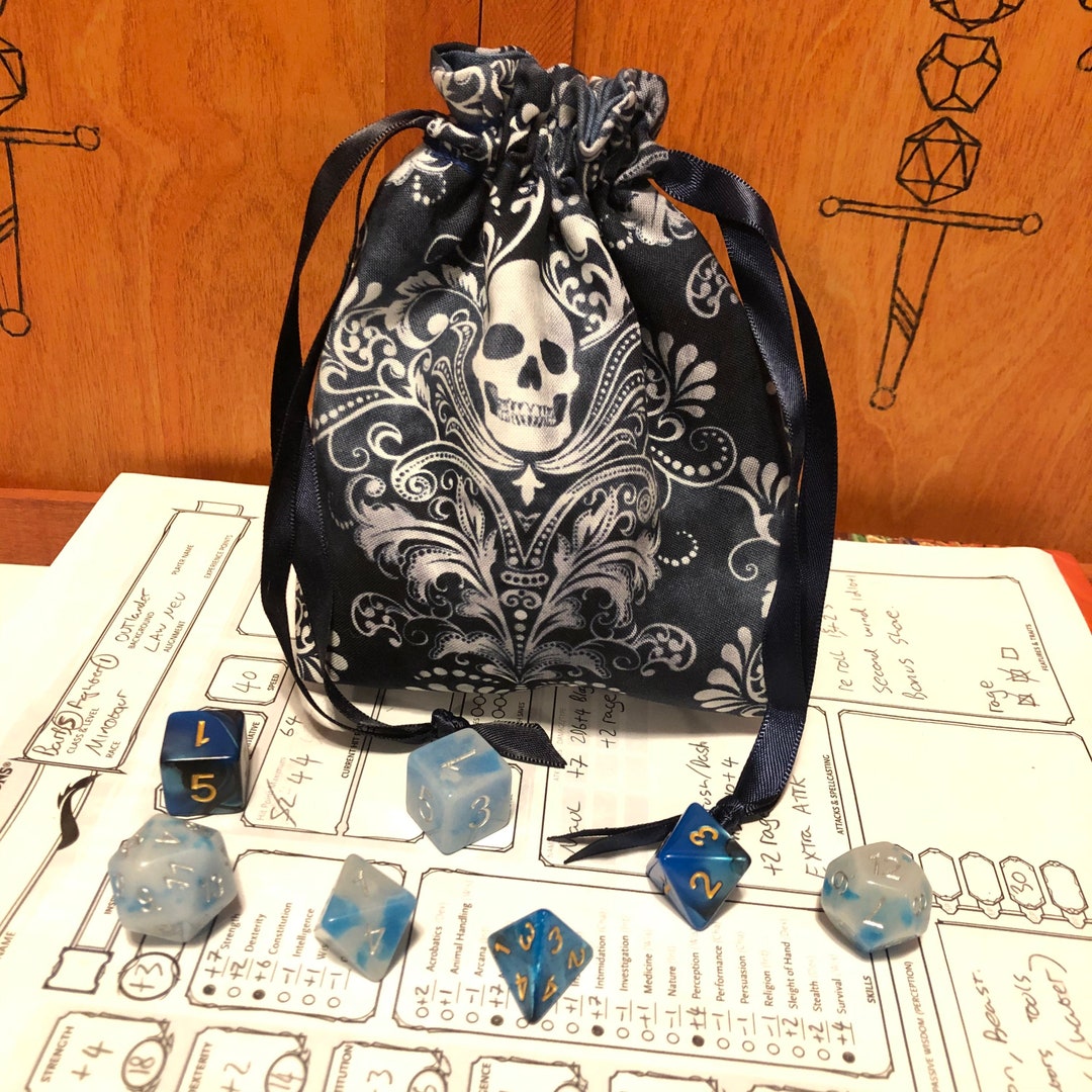 Elegant Skulls Dice Bag: Handmade Cotton RPG Pouch - Etsy