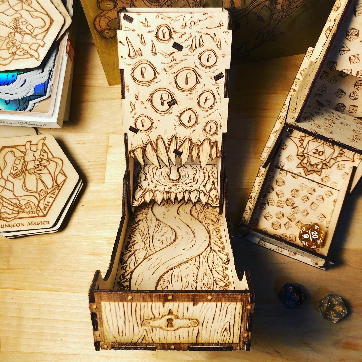 MIMIC Dice Tower D&D Weapons Pattern Wood Dice Tower Dnd | Etsy