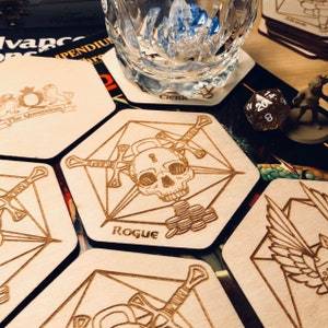 CLASS + DM Set of 13 - D&D Class Set Coasters - 3.5" Hexagon Wood ...