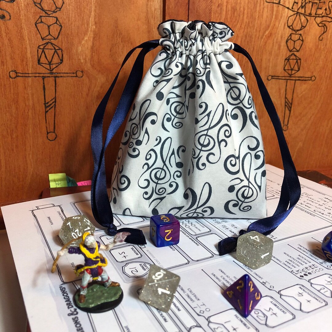 Musical Note Dice Bag: Handmade Cotton D&D, RPG Pouch - Etsy