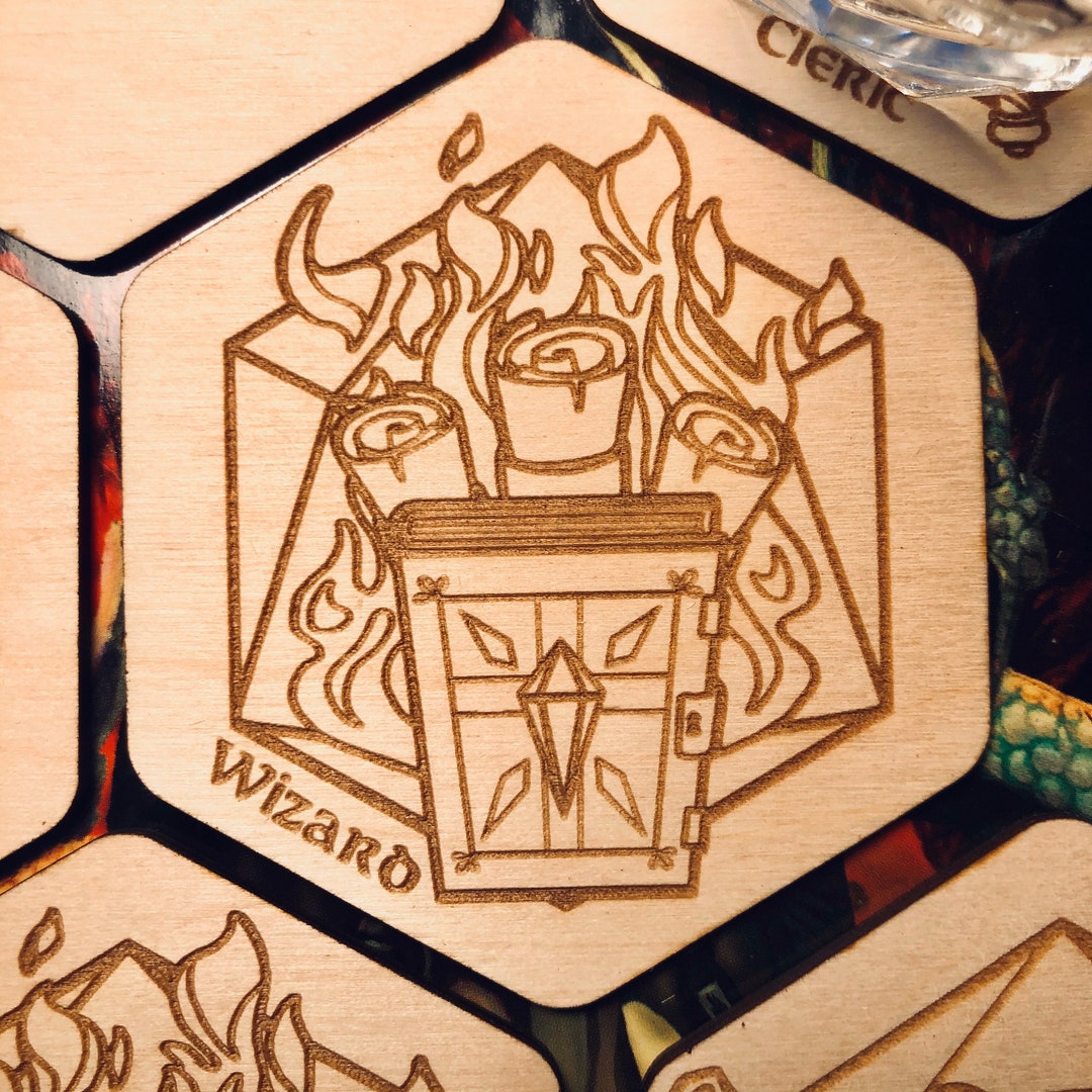 WIZARD - D&D Class Coaster - 3.5" Hexagon Wood Coaster, Dnd, Dungeons ...