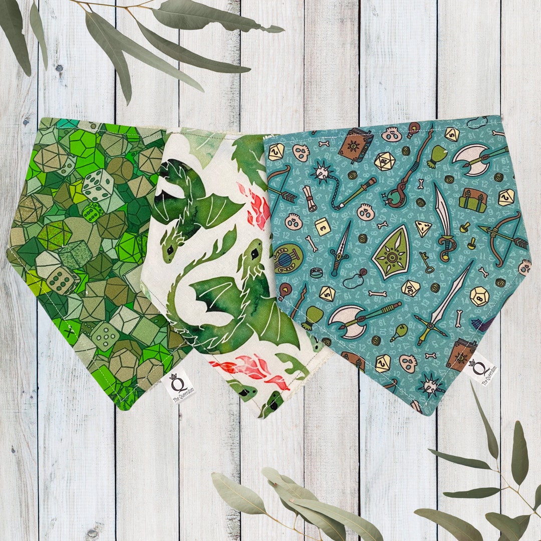 Dungeons + Dragons Baby Bib Green- Drool Bib, Baby Shower, Teething Bib ...