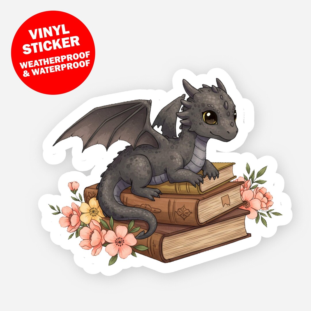 Cute Dragon Vinyl Sticker, Weatherproof Decal, Durable Fantasy Stickers ...