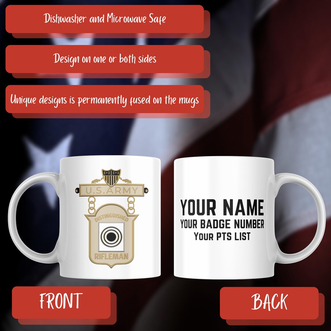 US ARMY Distinguished Rifleman/pistol Shot Badge - Custom Ceramic Mug ...