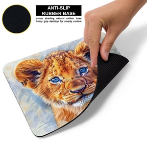 Custom Print Mouse Pad | Cute Lion Cub | Rectangular Style Anti-slip ...