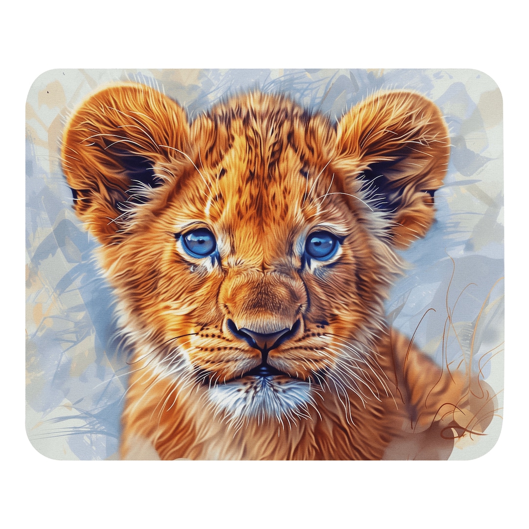 Custom Print Mouse Pad | Cute Lion Cub | Rectangular Style Anti-slip ...