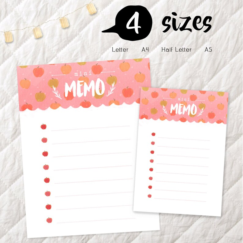 Cute Note Paper instant Download for Memos Scrapbooking Binder Inserts ...