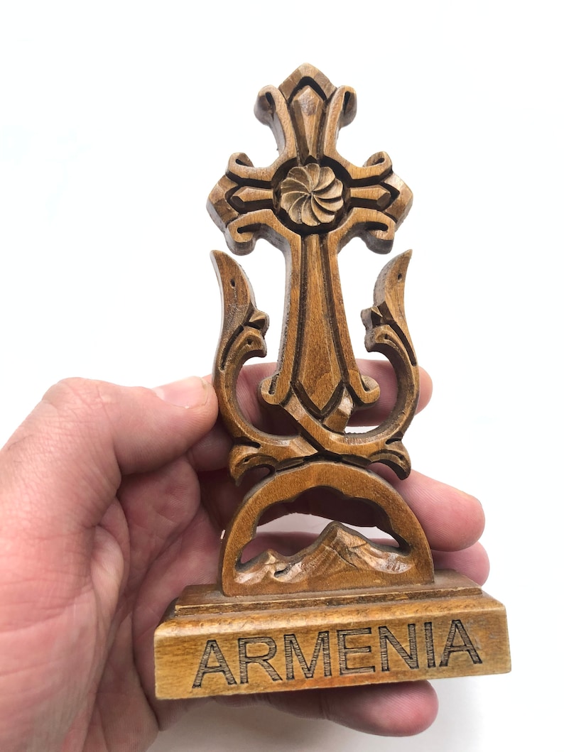 Armenian Cross, Walnut Wooden, KHACHKAR, Cross for Desk, Eternity ...