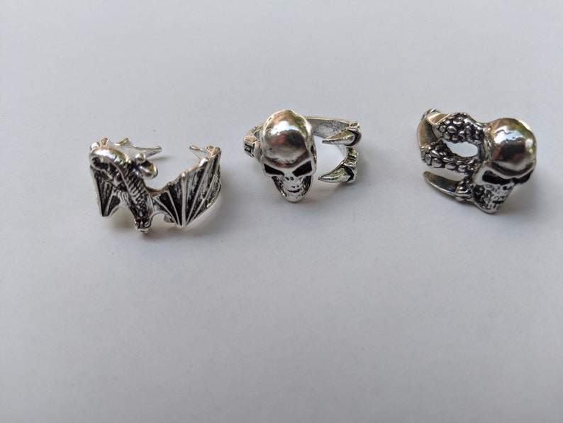 Skull Ring, 925 Sterling Silver, Wrap Eagle Ring, Adjustable, Skull ...