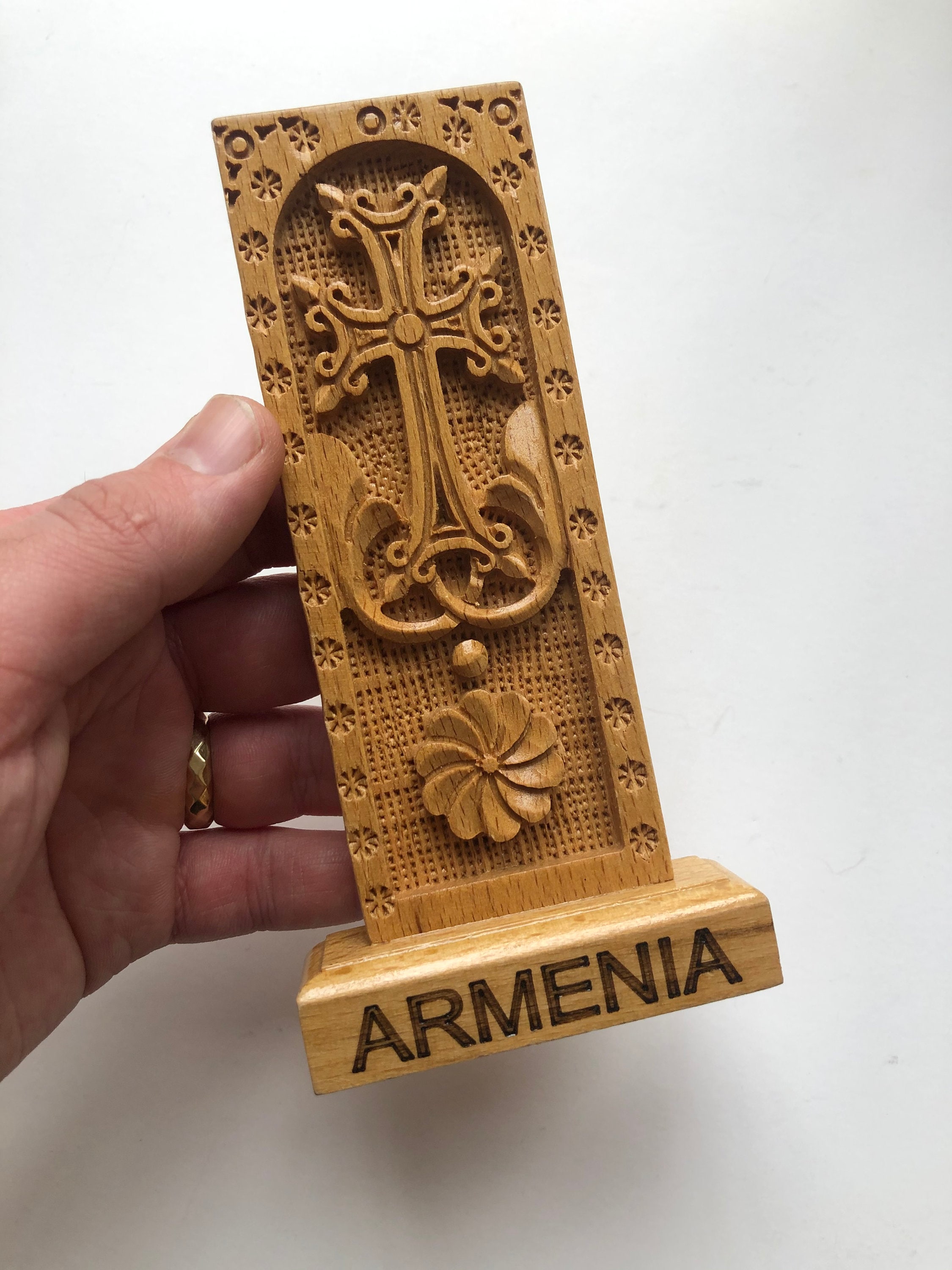 Armenian Cross, Walnut Wooden, KHACHKAR, Cross for Desk, Eternity ...