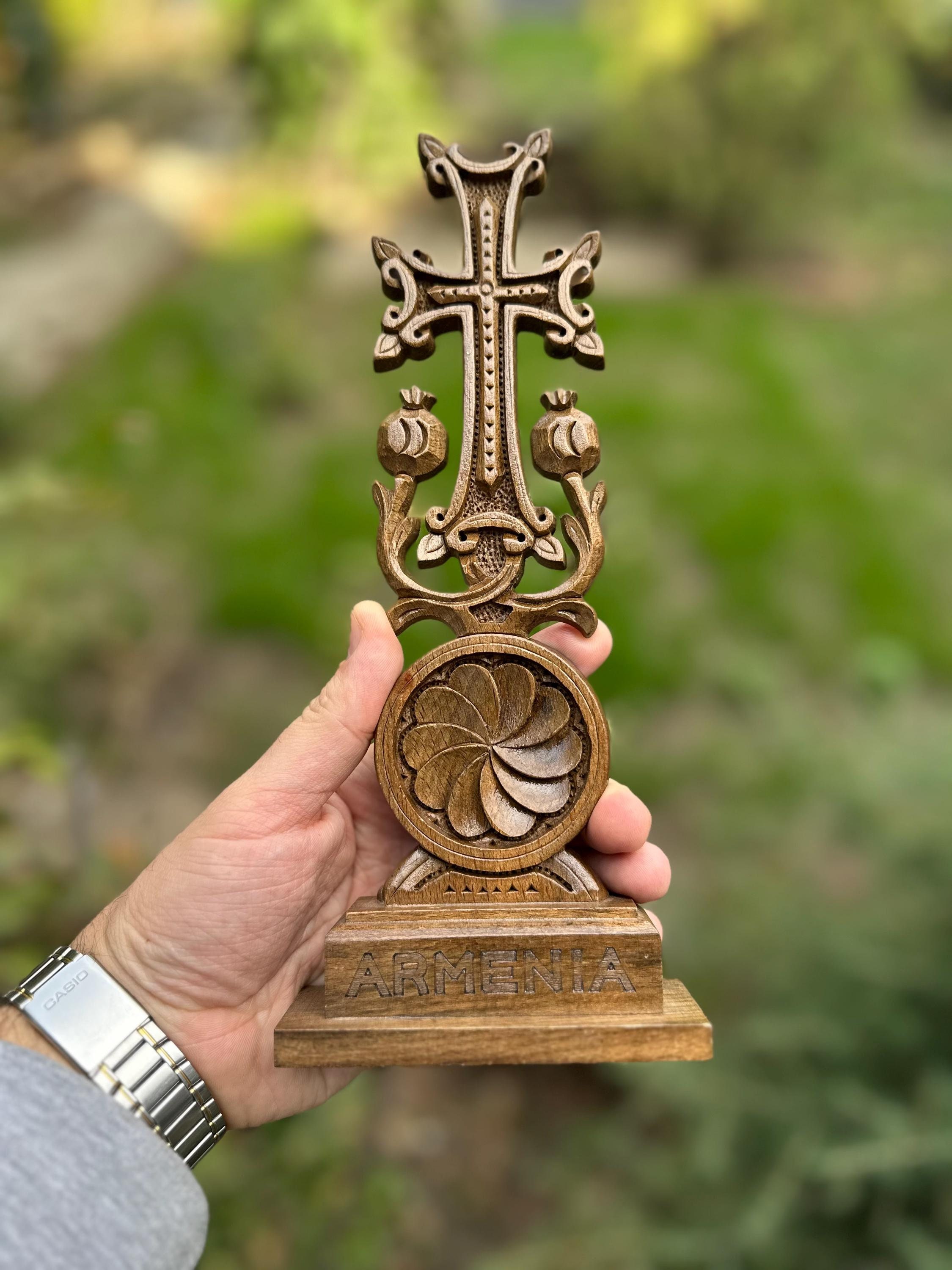 Wooden Cross, Walnut Wooden, KHACHKAR, Cross for Desk, Armenian ...