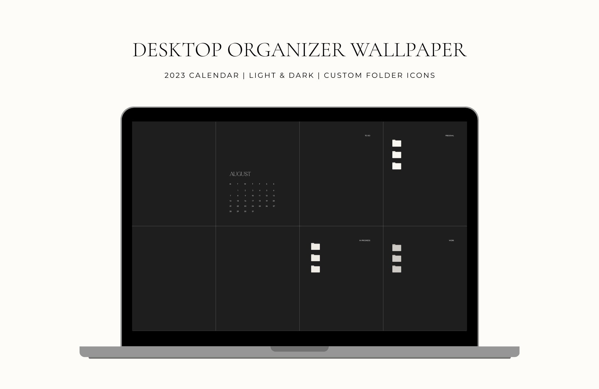 Aesthetic Minimal Desktop Wallpaper With Custom Folder Icons Light ...