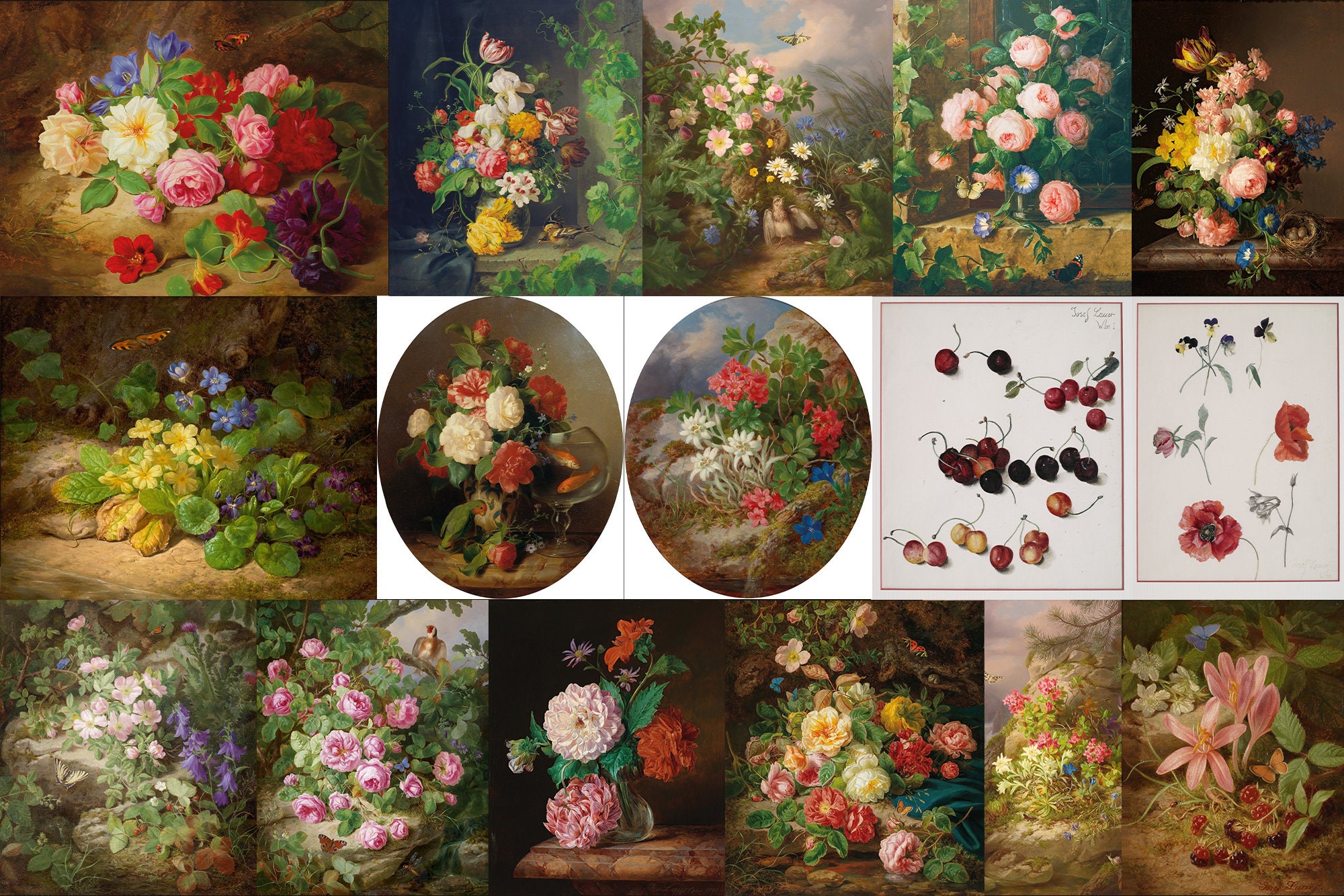 28 Josef Lauer HQ Still Life Paintings Flowers Forest Botanical Wall ...