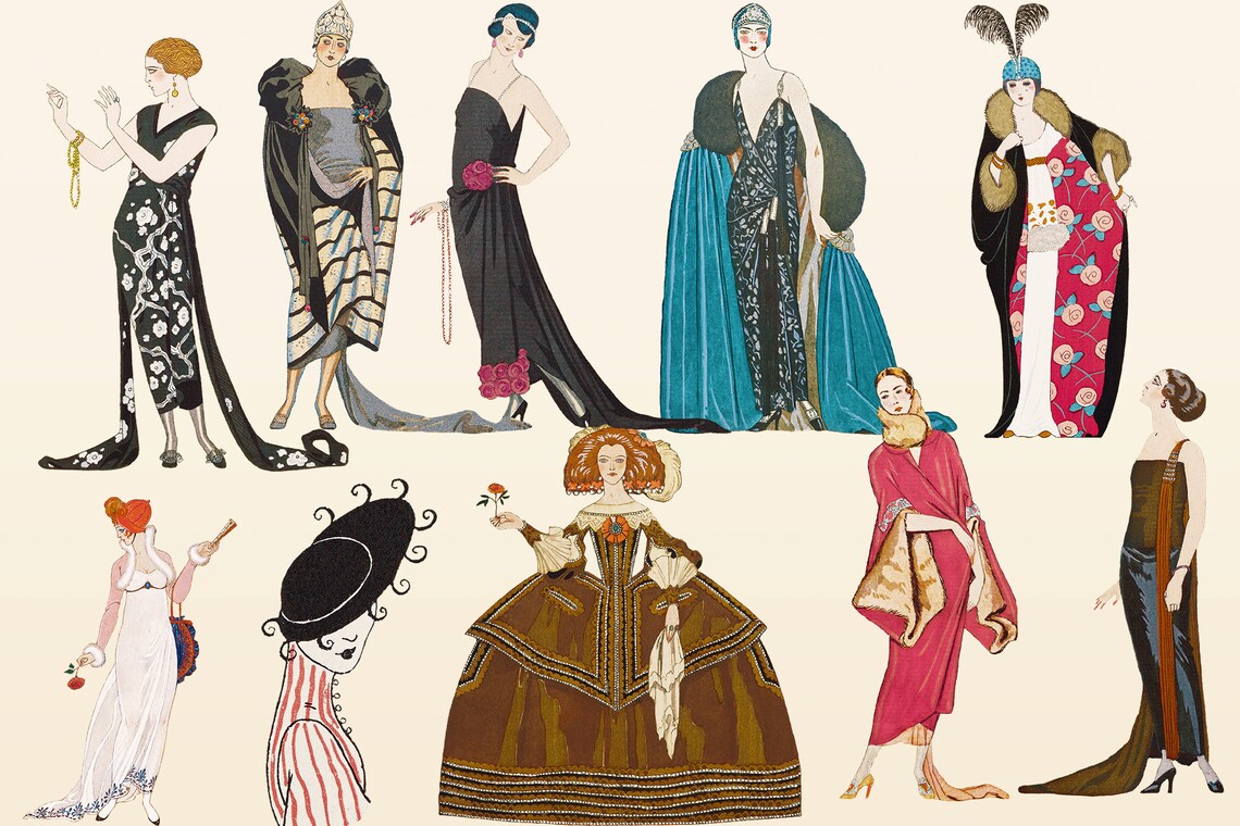 Art Deco 1920s Women's Fashion Illustrations 88 PNG, Clipart. Vintage ...