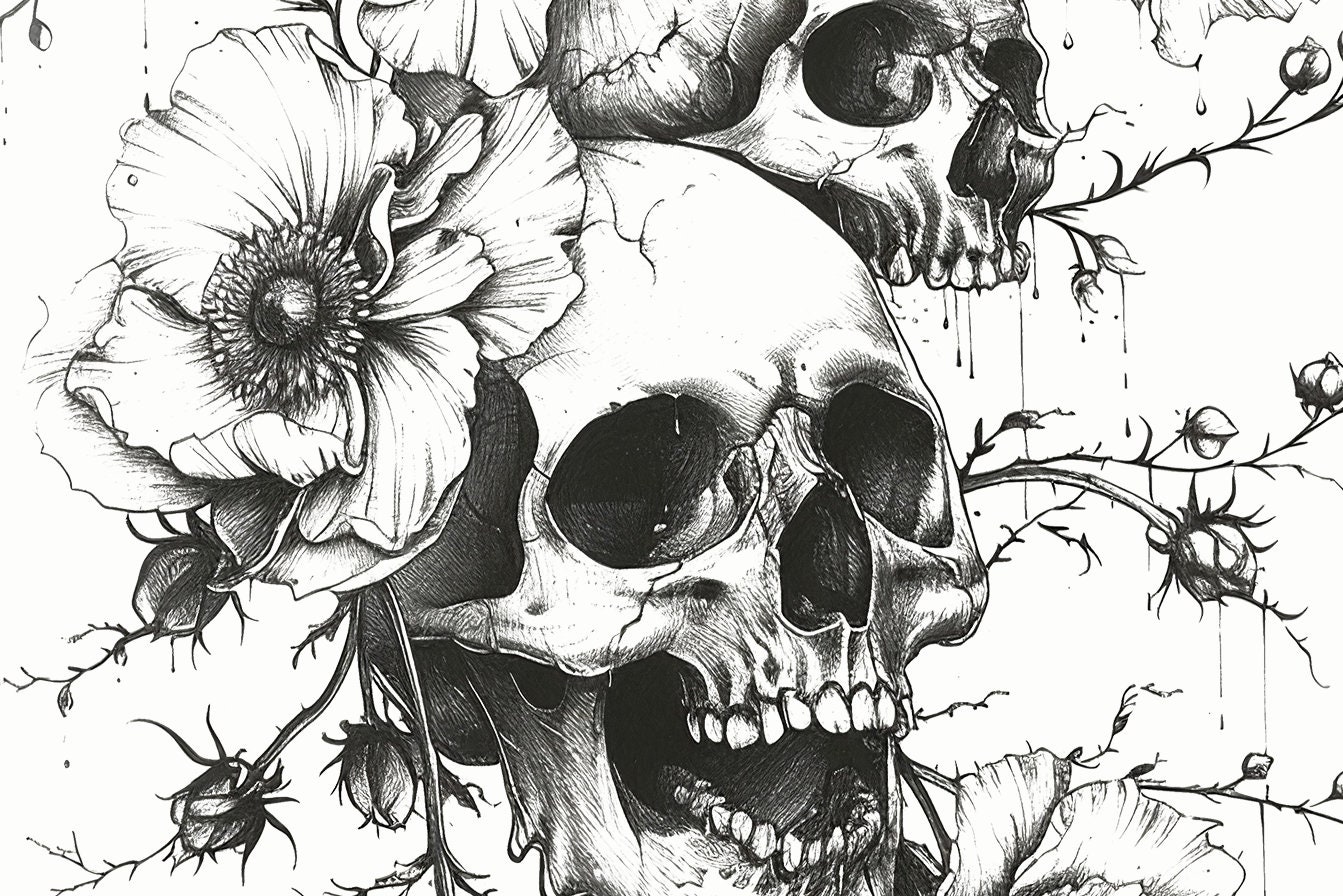 60 Gothic Skull Bouquet, Tattoos, Transparent, Trendy, Unique, Dark ...