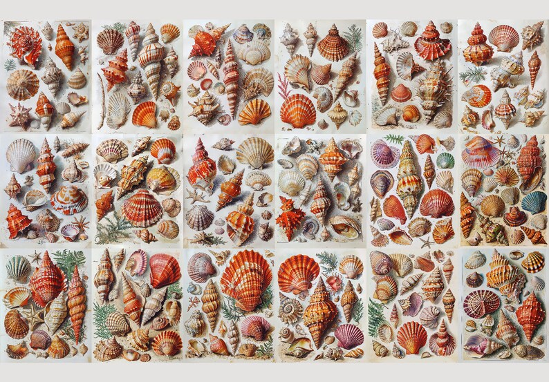 Unique Seashell Posters 50 HQ Printable Old School Wall Art Posters ...