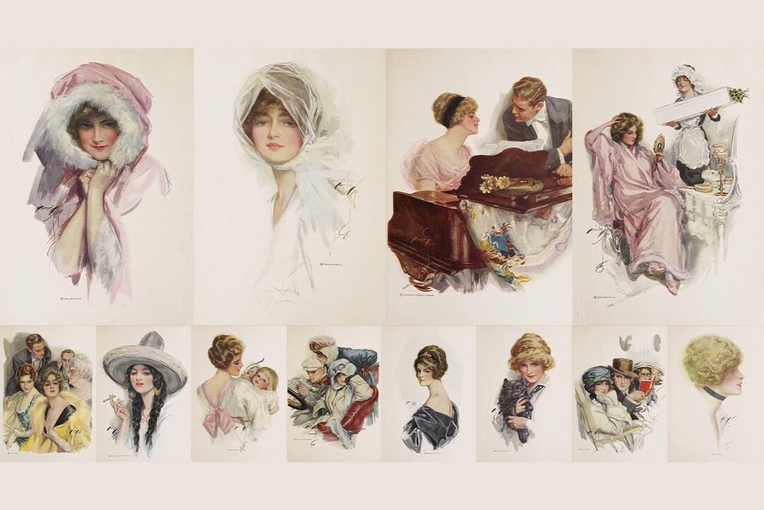 12 Harrison Fisher Girls Illustrations, Posters, HQ, Junk Journal ...