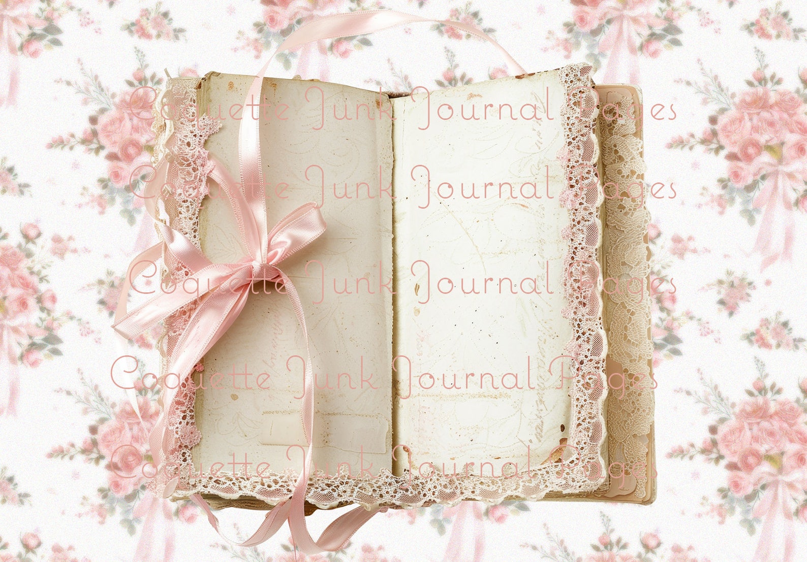 Coquette Junk Journal Pages Ll, 15 Printable, HQ, Scrapbooking, Lace ...