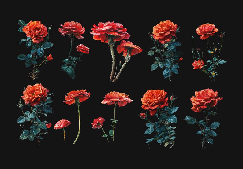 Gothic Red Roses, PNG HQ, Surreal Roses, Dark Flowers, Collages, Dark ...
