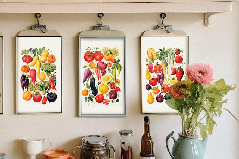 60 Watercolor Vegetables Posters, HQ, Fruıts, Printbale, Kitchen, Decor ...