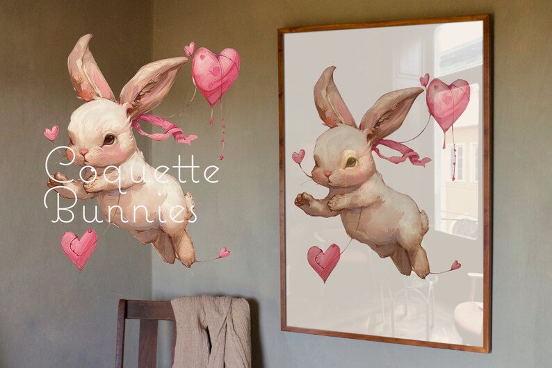 Coquette Bunnies 8 Clipart, Pink Bunny Trendy Coquette Png Printable ...