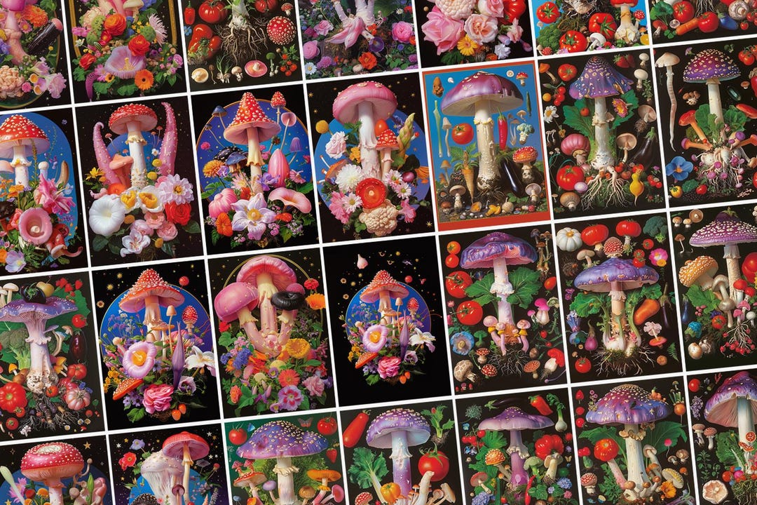 50+ Surreal Mushroom Posters, Maximalist Printable Wall Art Set ...