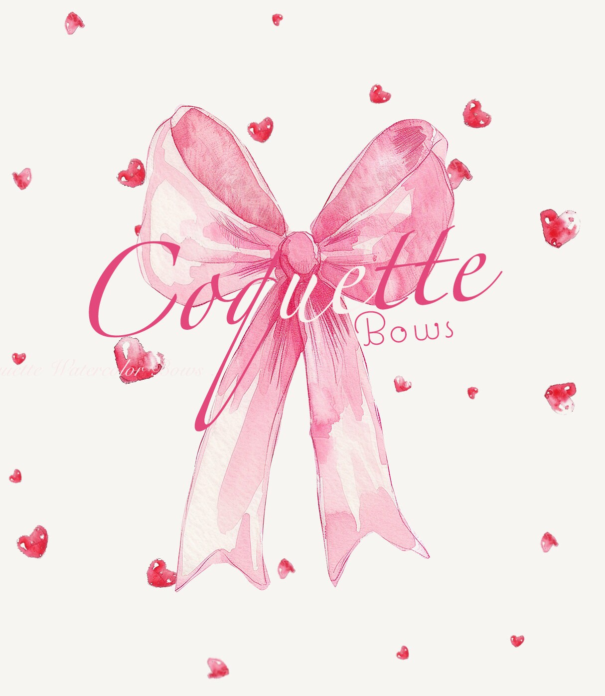 30 Coquette Watercolor Bows, Clipart, PNG, Pink Trendy, Girlie Elements ...