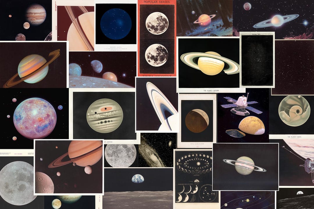 440+ Vintage Galaxy Paper, Space Collage Art Paper Collage Art ...