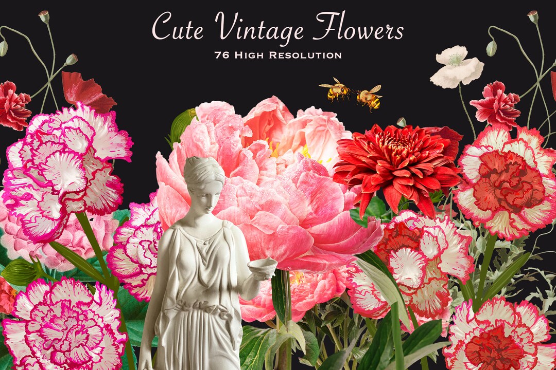 Cute Vintage Flowers, Clipart, PNG, Transparent, Pink Peony, Spring ...