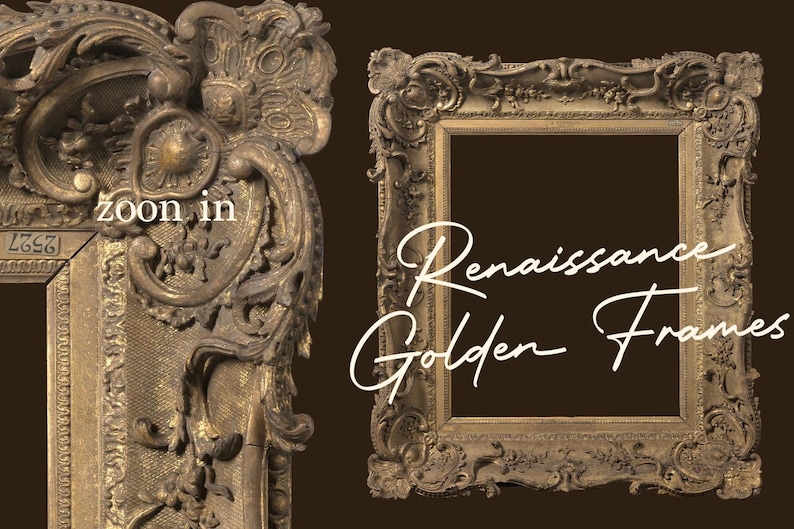 Renaissance Golden Frames Clipart Bundle, 46 HQ PNG, Scrapbook Graphics ...