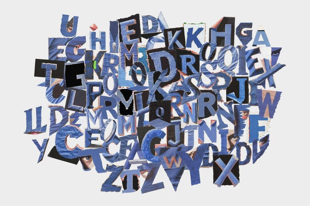 Blue Paper Letters Bundle, Collage Art Ransom Note Letters, Alphabet ...