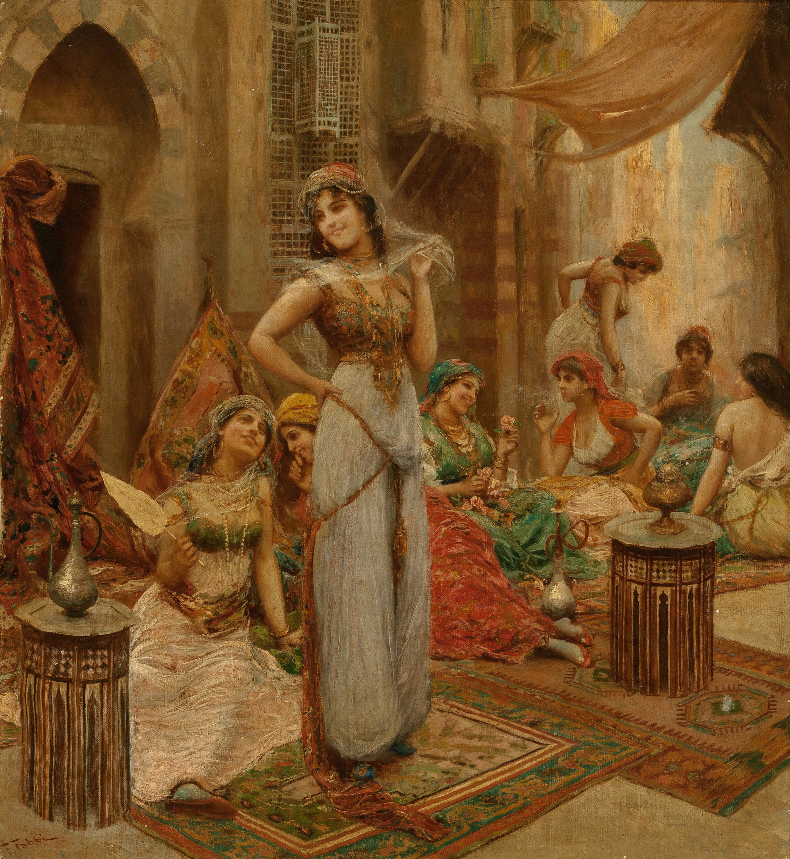 Fabio Fabbi Oil Paintings Nude Women 19th Century Arabian Street