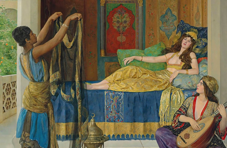 30 John Collier HQ Printable Paintings Pharaoh's Handmaidens Ancient Egyptian Mythology Nude ...