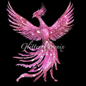 Glitter Phoenix Pink Clipart, Printable Feminine Gold Shiny ...