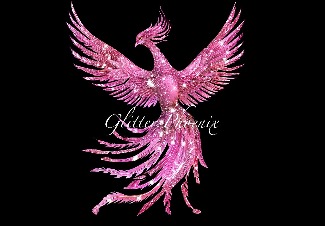 Glitter Phoenix Pink Clipart, Printable Feminine Gold Shiny ...