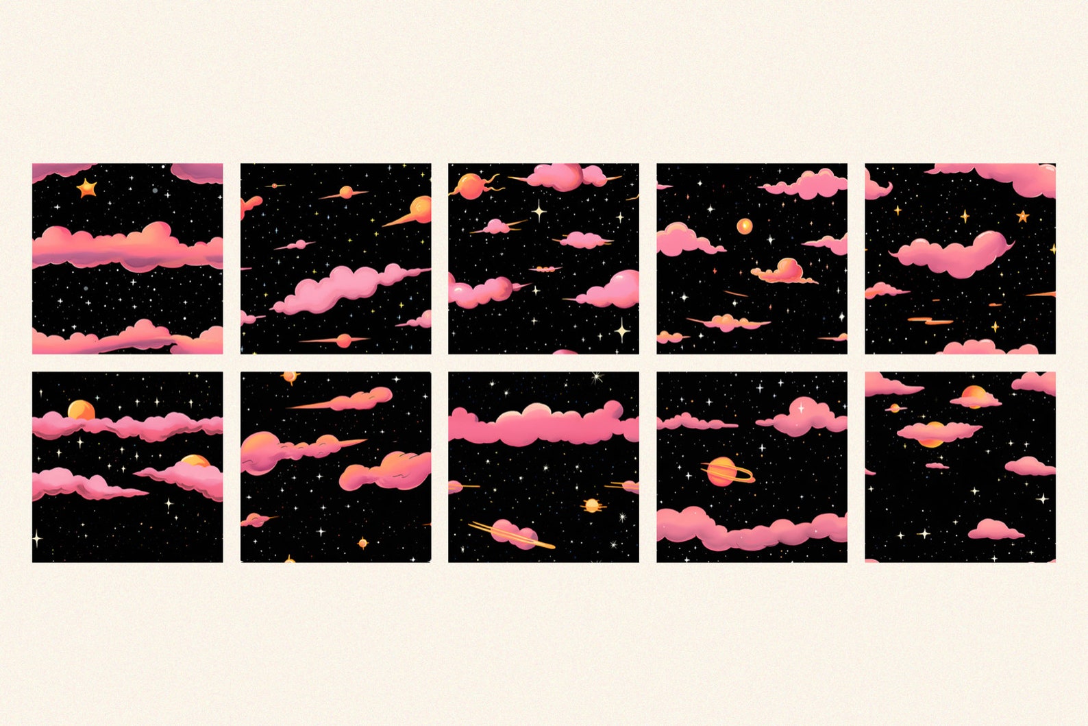 Pink Symphony 10 Seamless Patterns, HQ Printable Fabric Design ...