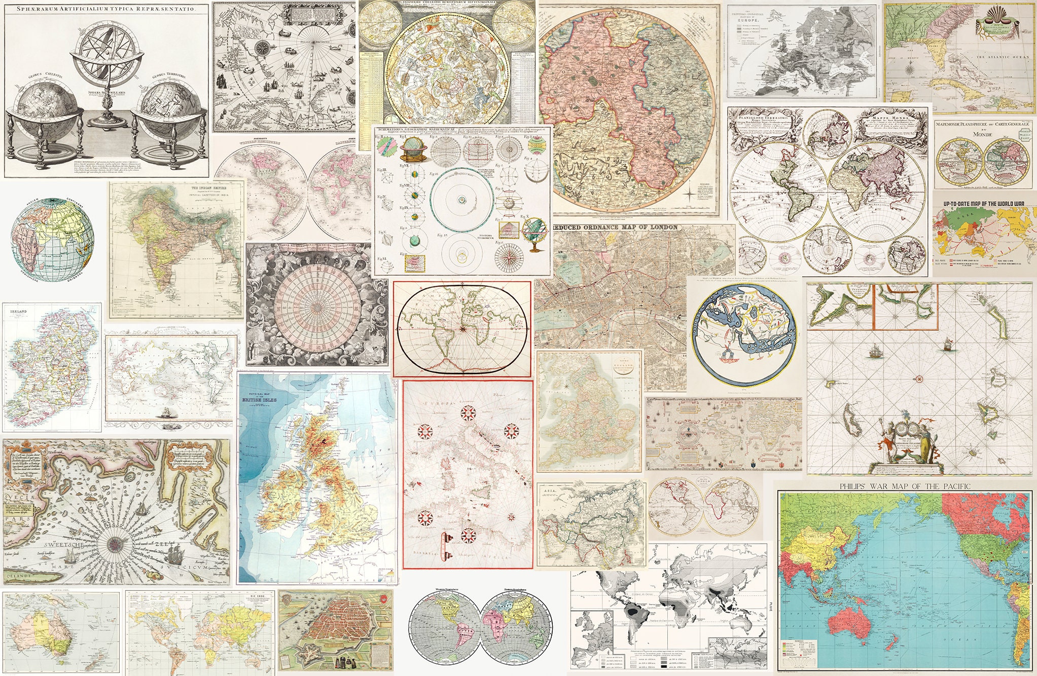 100+ Vintage Maps 17th 18th Century Atlas Illustration Science Globe ...