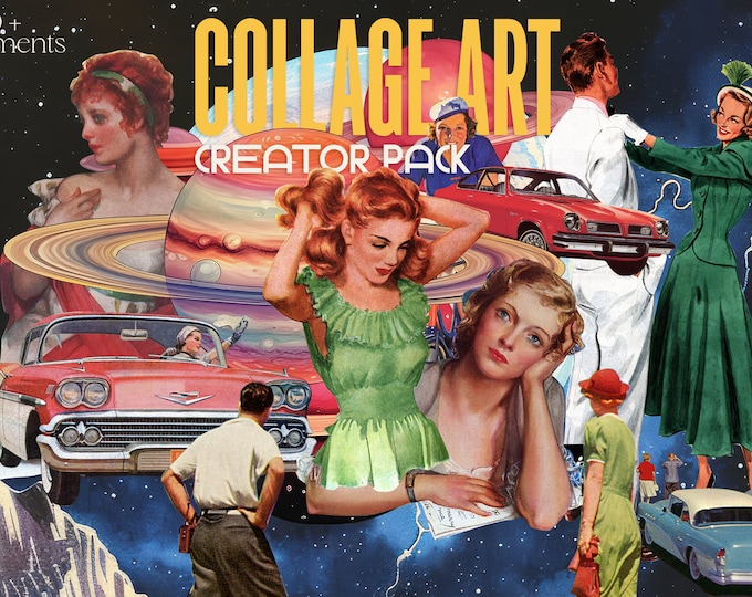 Collage Art Print, Surreal Art, Vintage Art, Collage Art, Powder Room ...