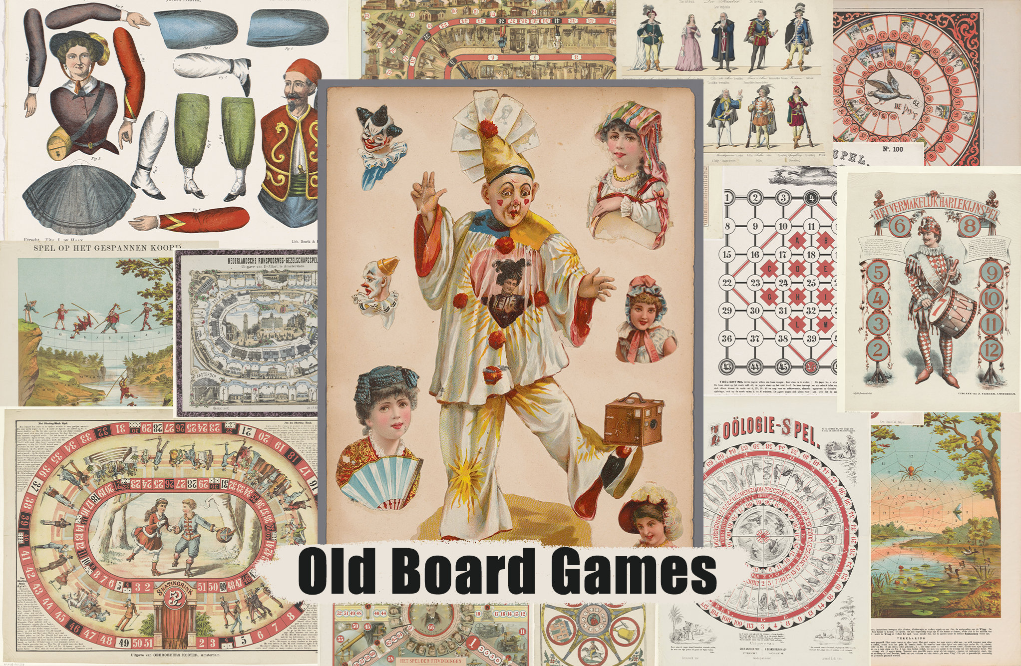 Old Board Games. Arlequin Lotto-spel. Fine Art Print. Poster. N. De ...